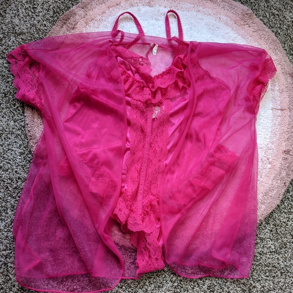Unbranded | Intimates & Sleepwear | Vintage Lingerie Set Teddyrobe Size ...